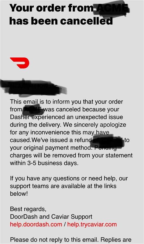 Order Canceled Because Dasher Experienced An Unexpected Issue Rdoordash