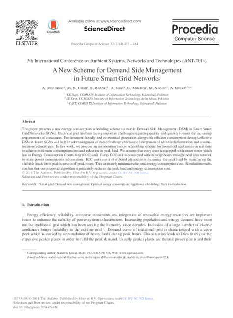 Pdf A New Scheme For Demand Side Management In Future Smart Grid Networks