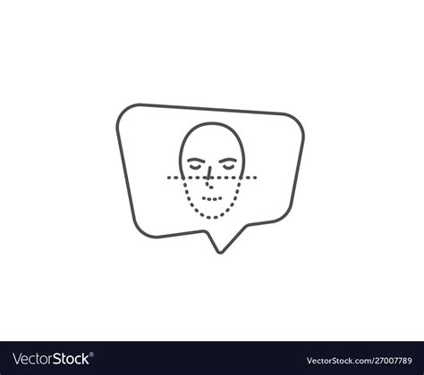 Face Recognition Line Icon Faces Biometrics Sign Vector Image