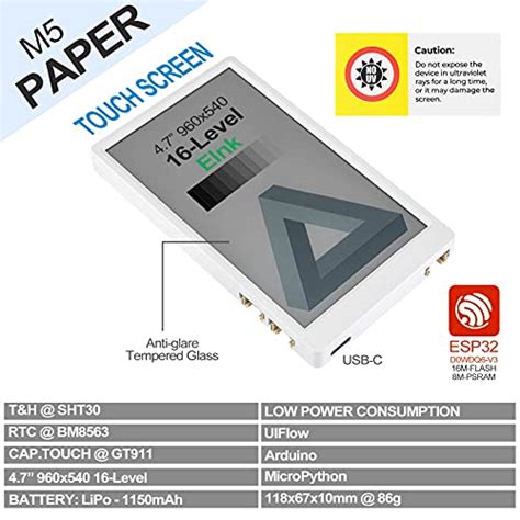 m5stack m5paper esp32 with 540960 4 7 inch e ink gt911 display want