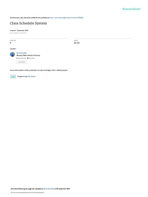 Class Schedule System September 2019 Pdf Databases Internet And Web