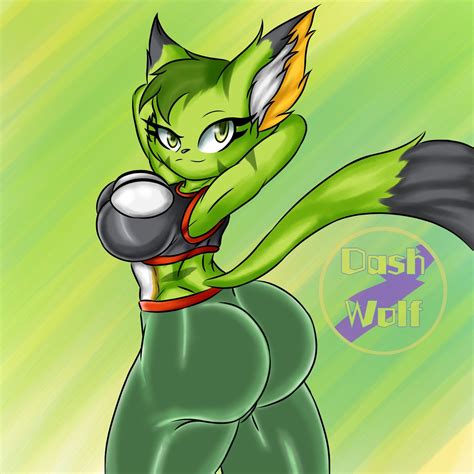 Rule 34 Anthro Arms Behind Head Big Ass Big Breasts Carol Tea Dash Wolf Feline Female Female
