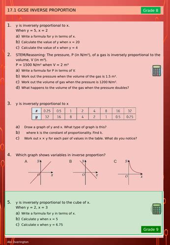 Gcse Proportion And Graphs Teaching Resources