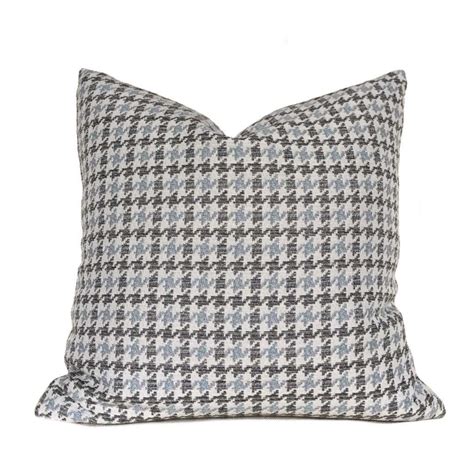 Gray Blue Beige Houndstooth Geometric Pillow Cover Aloriam