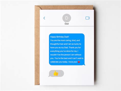 Dad Thumbs Up Card Funny Birthday Card For Father Dad Text Message Card For Birthday Happy