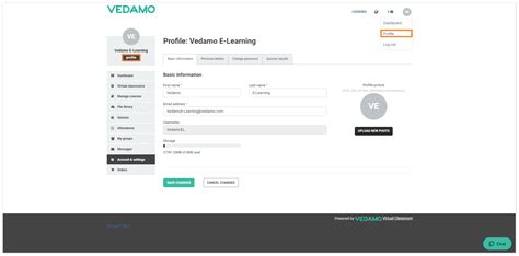 Virtual Classroom Profile Settings In Your Account Vedamo