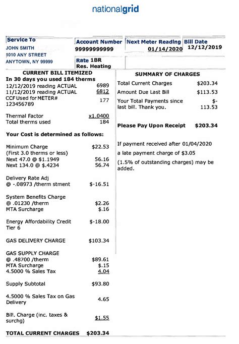 Basic Bill National Grid