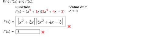 Solved Find F X And C Function Value Of C F X X2 Chegg Com