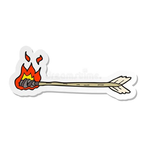 Sticker Of A Cartoon Flaming Arrow Stock Vector Illustration Of
