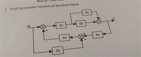 Solved Find The Transfer Function Of The Block Below Chegg