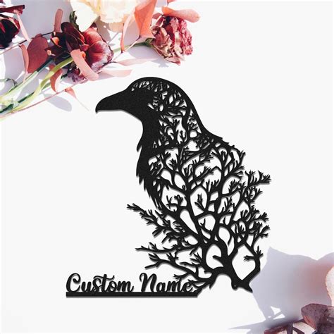 Custom Raven Metal Wall Art Tree Design Gothic Home Decor Etsy