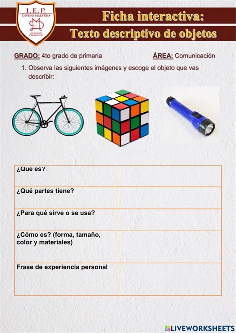 Ejercicio De Texto Descriptivo De Objetos Textos Descriptivos Textos