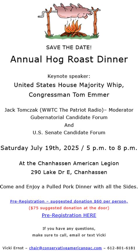 Conservative American Pac Annual Hog Roast Dinner Mngop Cd5
