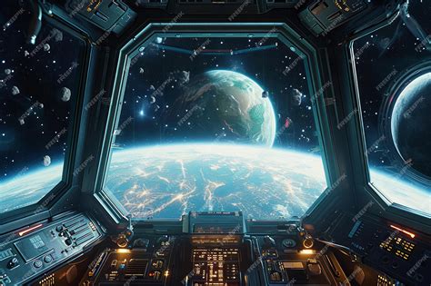 Premium Photo View From A Spaceship Cockpit Overlooking Earth And