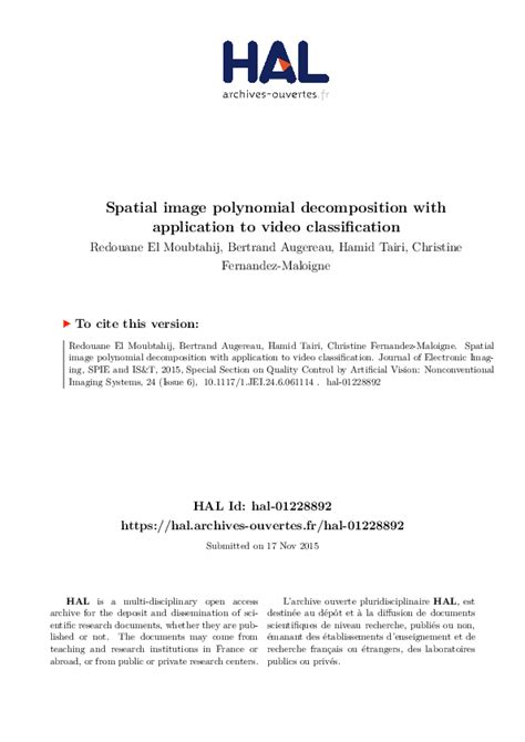 Pdf Spatial Image Polynomial Decomposition With Application To Video