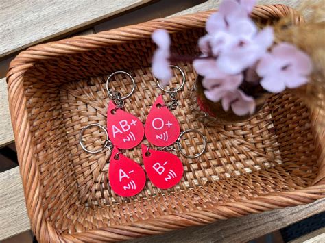 Blood Type Keychain With Nfc Chip Personalized Emergency Contact