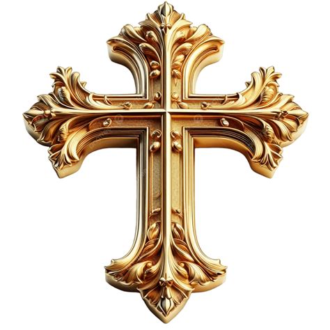 3d Gold Cross On White Background Gold Cross Pendant White Background