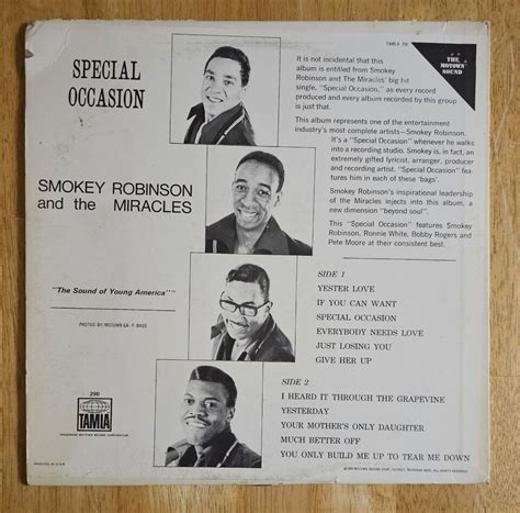 Smokey Robinson And The Miracles Special Occasion Vintage Motown Vinyl Lp