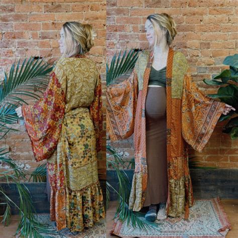 Golden Hour Recycled Patchwork Kimono Duster Gardenbelle Shop