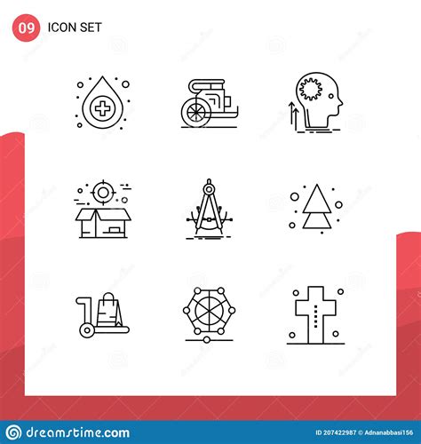 9 User Interface Outline Pack Of Modern Signs And Symbols Of Package Crate Mind Boxes