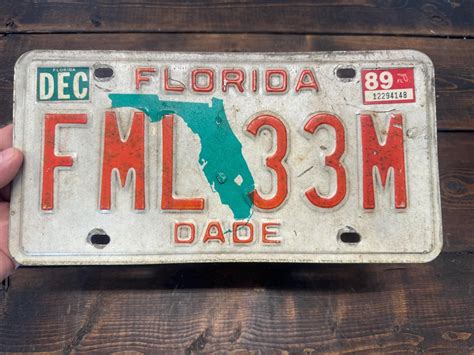 Vintage Florida Miami Dade License Plate Vintage Miami Car Tag