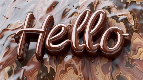 Premium Photo Brown Glossy Surface Hello Concept Art Poster