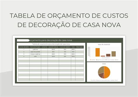 Planilhas Tabela De Orçamento De Custos De Decoração De Casa Nova Excel