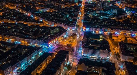 Aerial View Of An Urban Area At Night Generated Stock Illustration