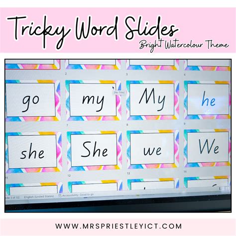 Tricky Word Slides Bright Watercolour Theme Mrs Priestley Ict
