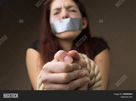 Brunette Gagged Tied Image Photo Free Trial Bigstock