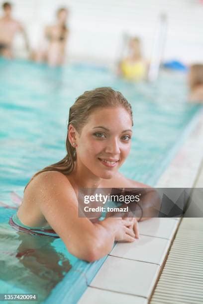 Single Woman In Indoor Swimming Pool Photos And Premium High Res