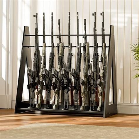 Ikkle Gun Rack Freestanding Rifle Racks Heavy Duty Wooden