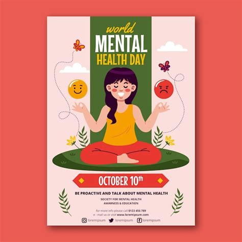 Free Vector World Mental Health Day Flat Design Vertical Flyer Template