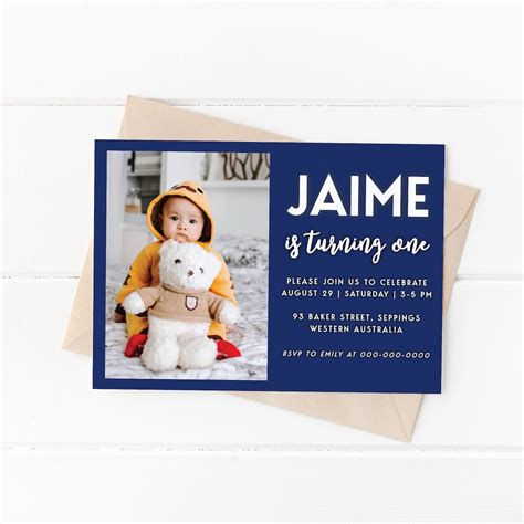 Editable Photo Birthday Invitation Template Editable Modern Photo Birthday Invitation Blue Photo