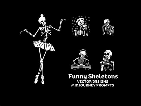 Skeleton Midjouney Prompts Funny Skeleton Vector Art Prompts Svg Style Prompt T Shirt Print