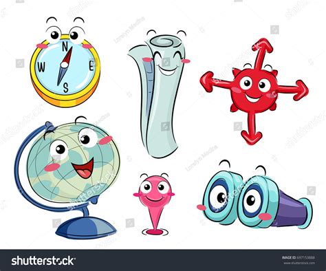 Illustration Compass Map Globe Pin Binocular Stock Vector Royalty Free