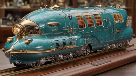 Futuristic Art Deco Style Streamliner Train Rendered With Exquisite