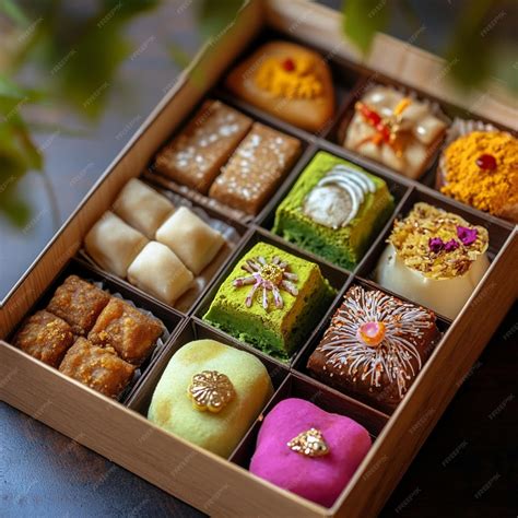 Indian Sweets Platter A Colorful Diwali Delicacy Premium Ai Generated Image