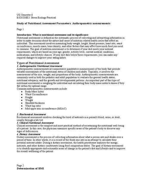Semester 6 Stress Biology Practical Write Up Final Pdf Body Mass