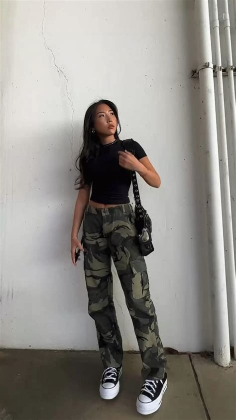 Outfit Ideas🖤 Camo Pants Outfit Green Cargo Pants Outfit Army Pants