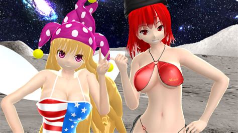 Rule 34 2023 2girls 3d Artwork American Flag Swimsuit Bikini Blonde Hair Female Breasts