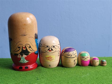 Nesting Dolls 6 Shichi Fuku Jin Each Smaller Than The Last Made In