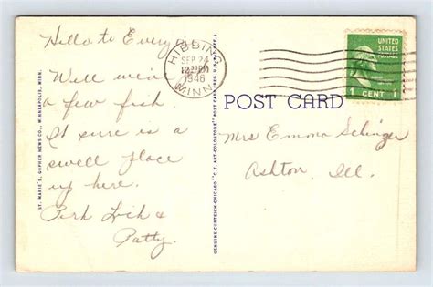 Minnesota Map Gopher State 1946 Postcard Ecl872