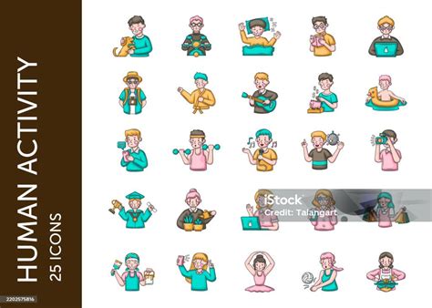 Human Activity Icon Pack Set Icon Design Stock Illustration Download Image Now Design