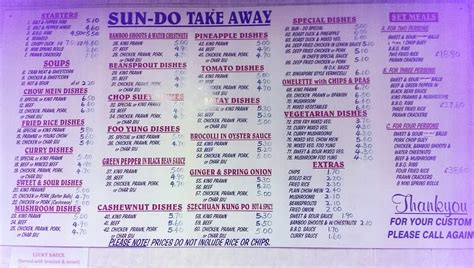 Menu At Sun Do Chinese Takeaway Fast Food Chester