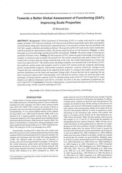 Pdf Towards A Better Global Assessment Of Functioning Gaf Improving Scale Properties