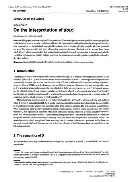 Interpretation Do Calculus Pdf Causality Cognition