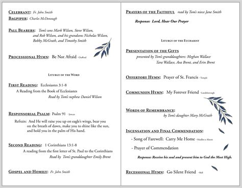 Funeral Mass Program Digital Download No Prints Mass Booklets