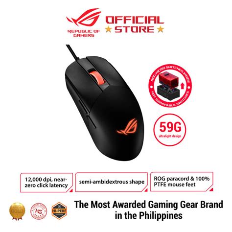 Asus ROG Strix Impact III Gaming Mouse Semi Ambidextrous Wired Lightweight DPI Sensor