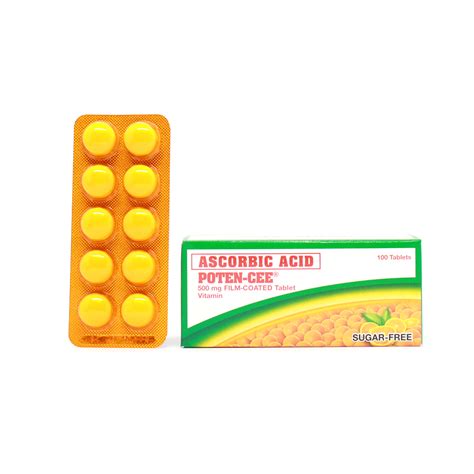 Poten Cee Ascorbic Acid 500mg Film Coated Tablet 100s Orange And Sugar